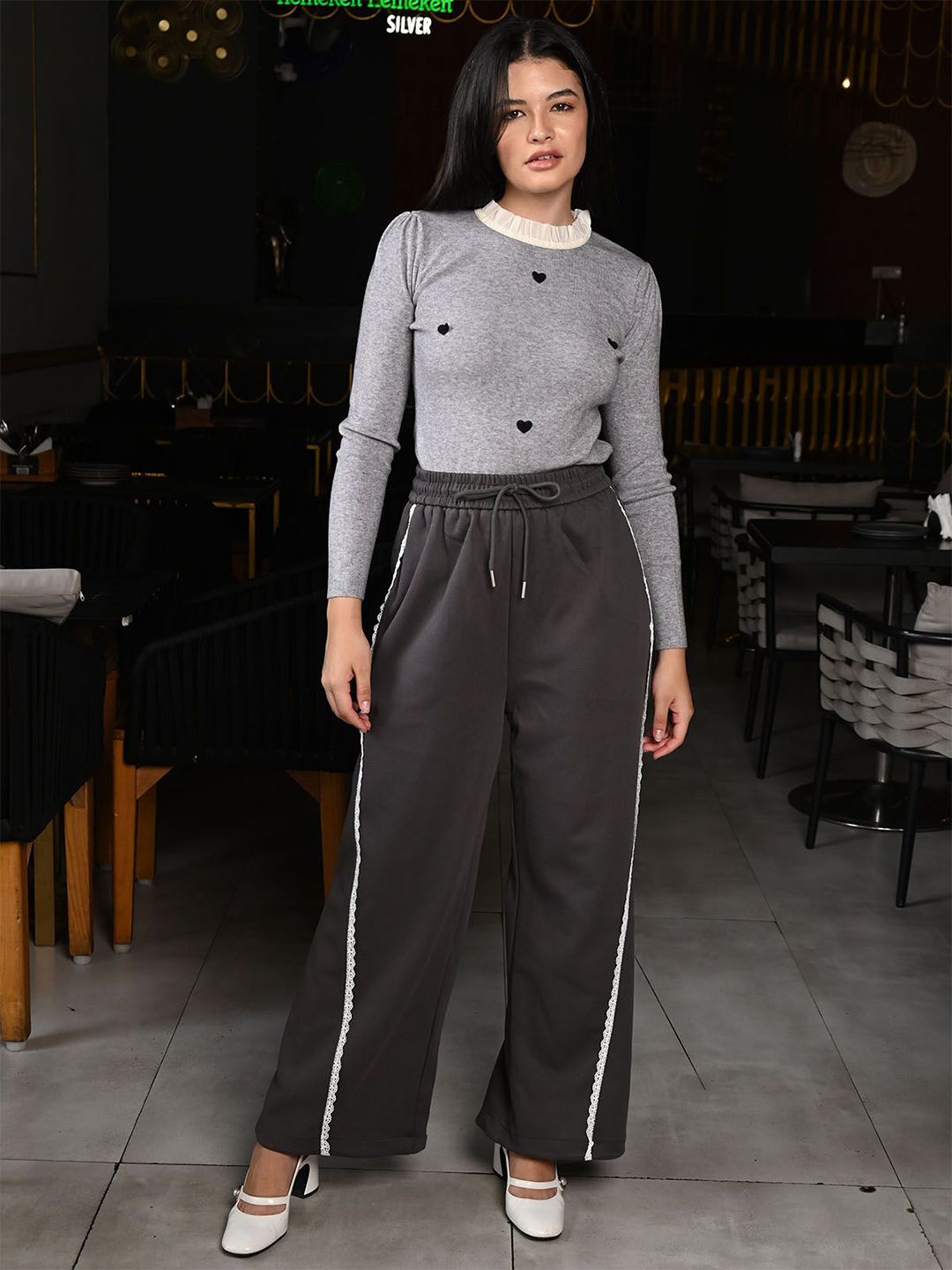 Buy ODETTE Women Ribbed Cotton Embellished Full Sleeves Top - Tops for Women 31993241 | Myntra