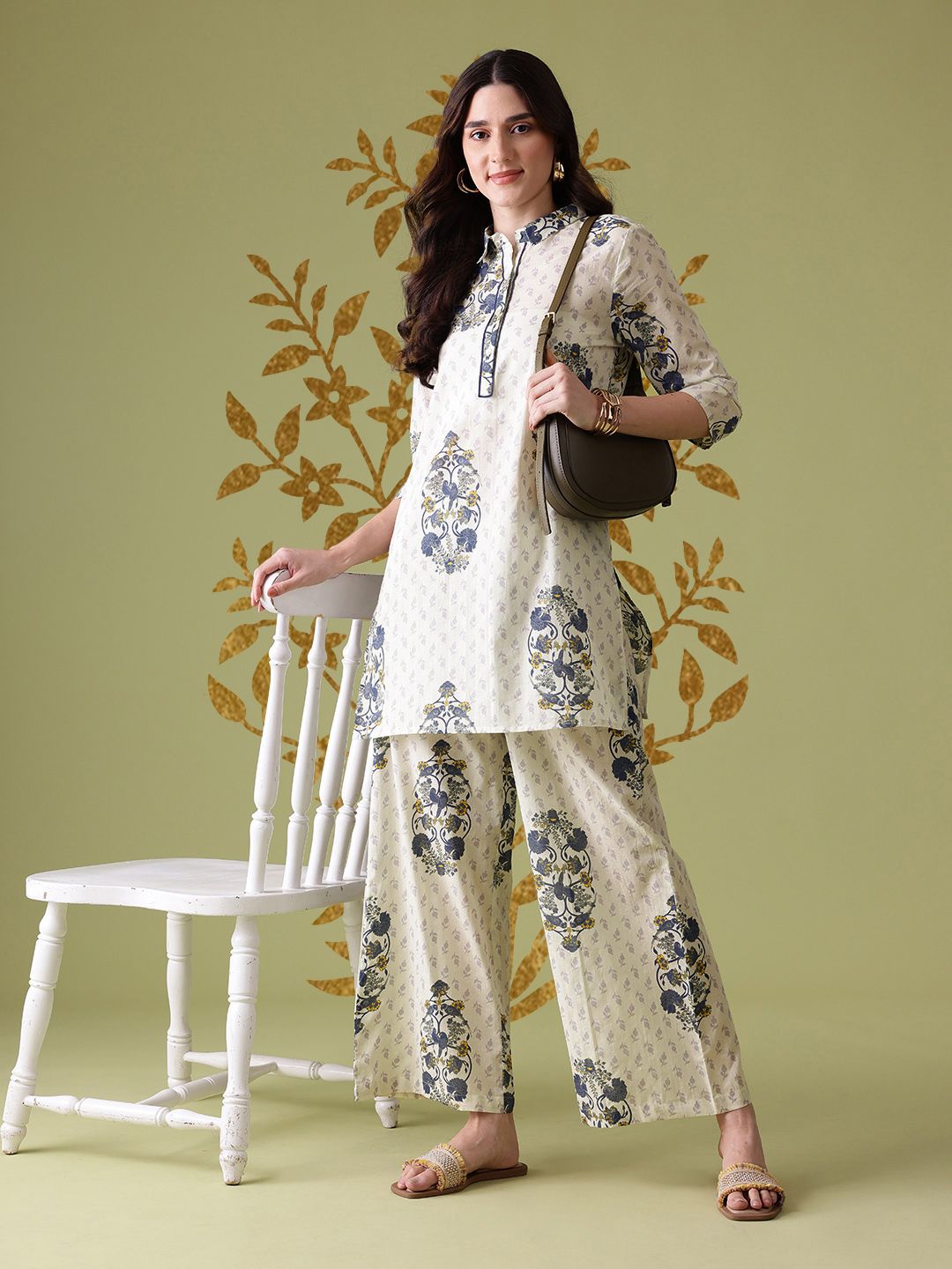 Buy Anouk Floral Print Cotton Kurta With Palazzos - Kurta Sets for Women 32009266 | Myntra