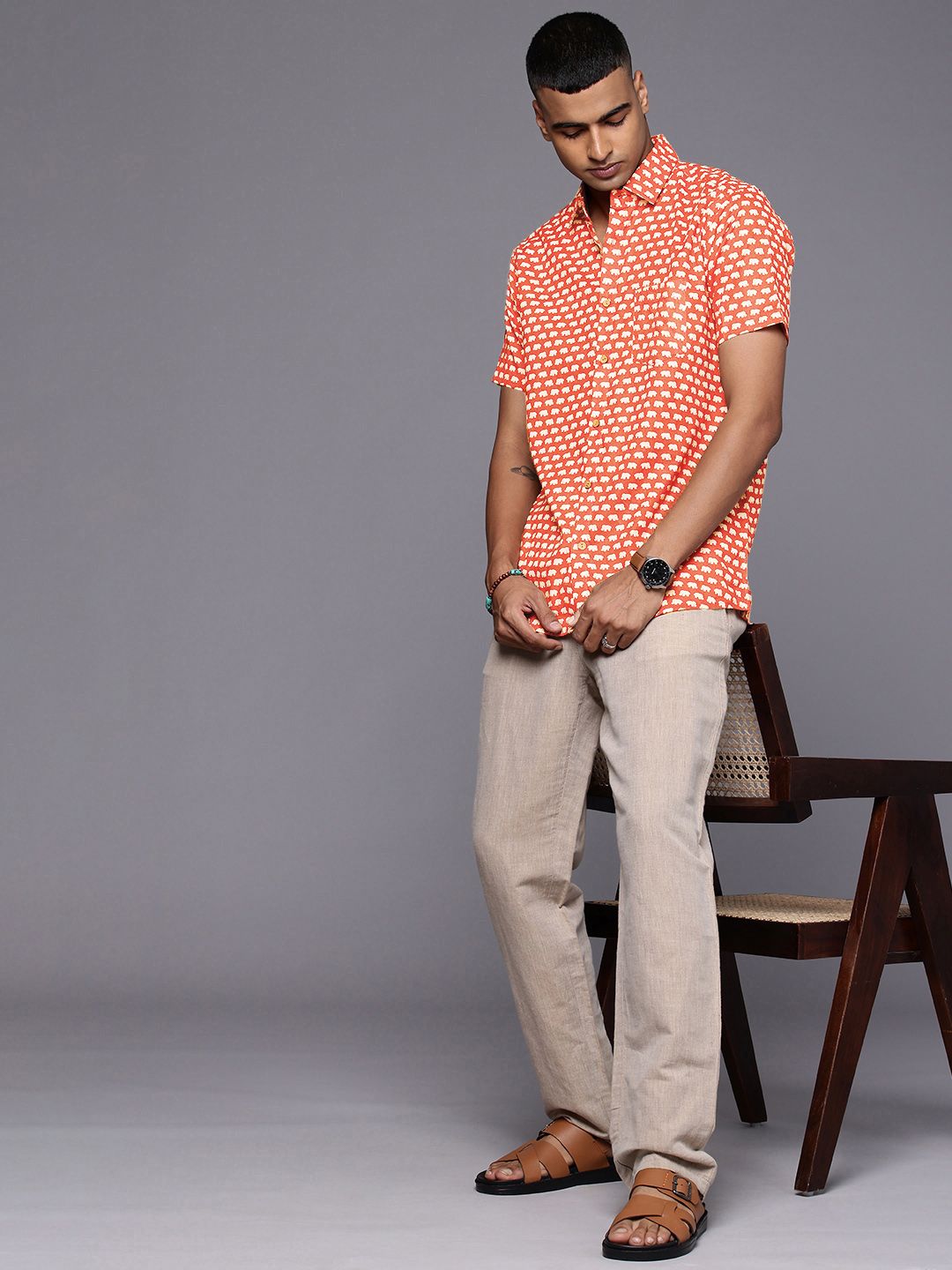 Buy Patrah Relaxed Fit Opaque Graphic Printed Pure Cotton Casual Shirt ...