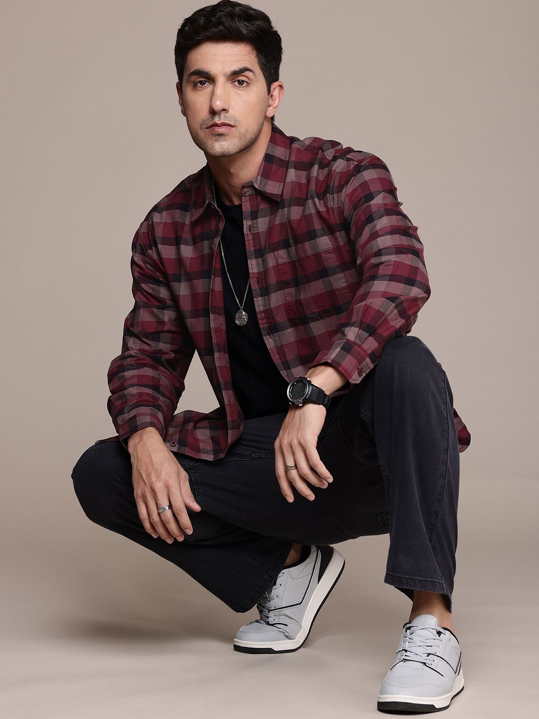 Buy The Roadster Life Co. Opaque Checked Pure Cotton Relaxed Fit Casual Shirt - Shirts for Men ...