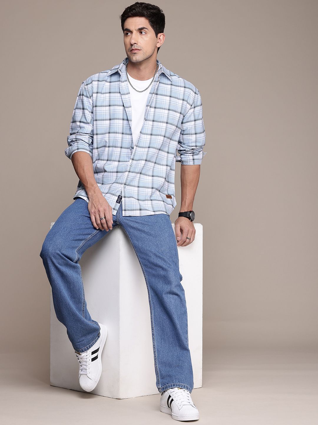 Buy The Roadster Life Co. Opaque Checked Pure Cotton Relaxed Fit Casual Shirt - Shirts for Men ...