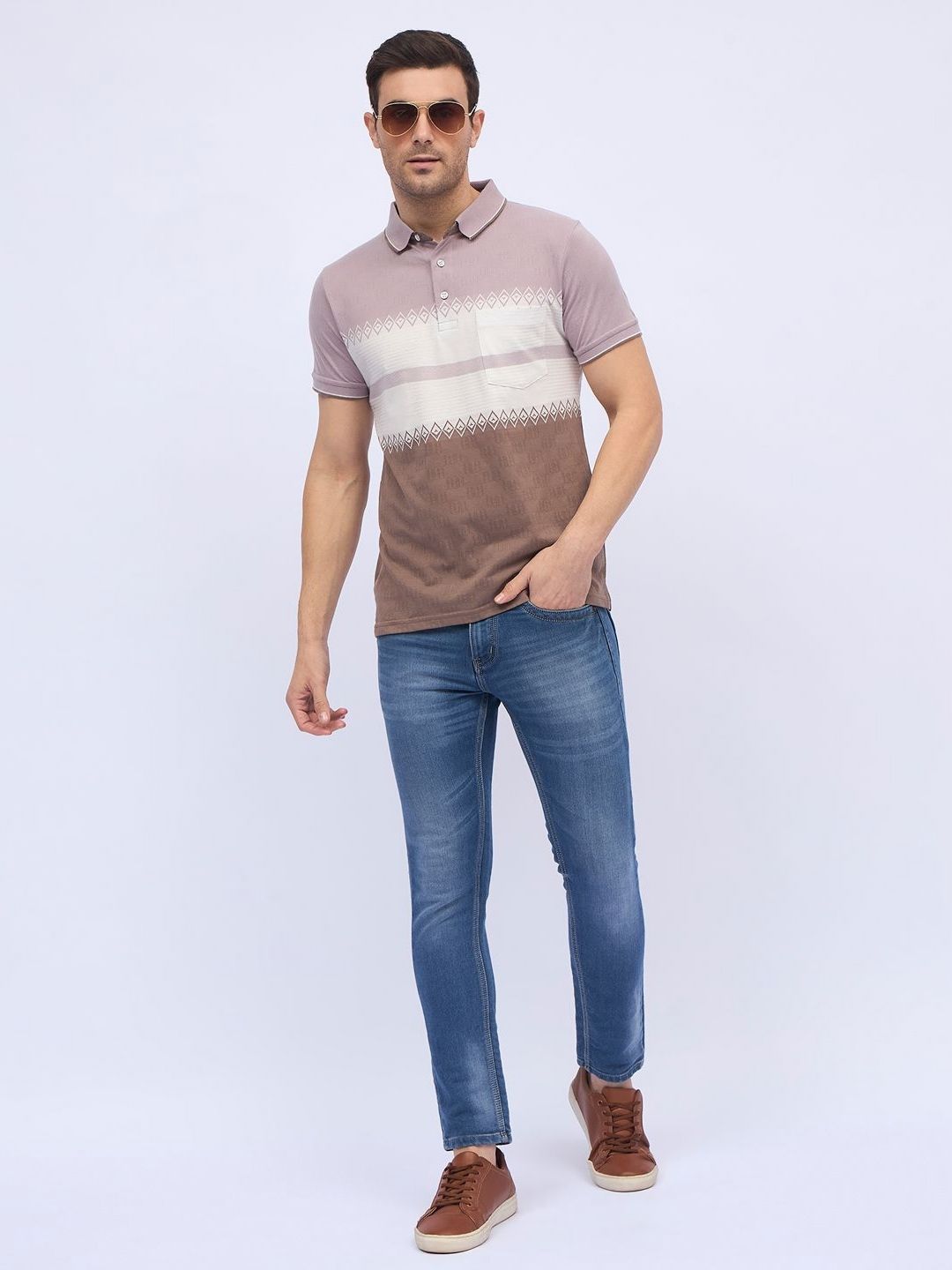 Buy ARRAY Men Striped Polo Collar Cotton T Shirt - Tshirts for Men ...