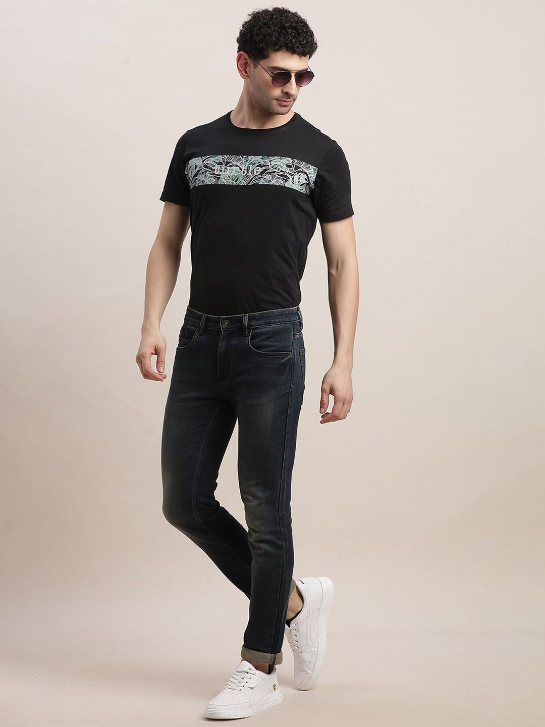 Buy Turtle Men Cotton Narrow Tapered Fit Low Rise Heavy Fade ...