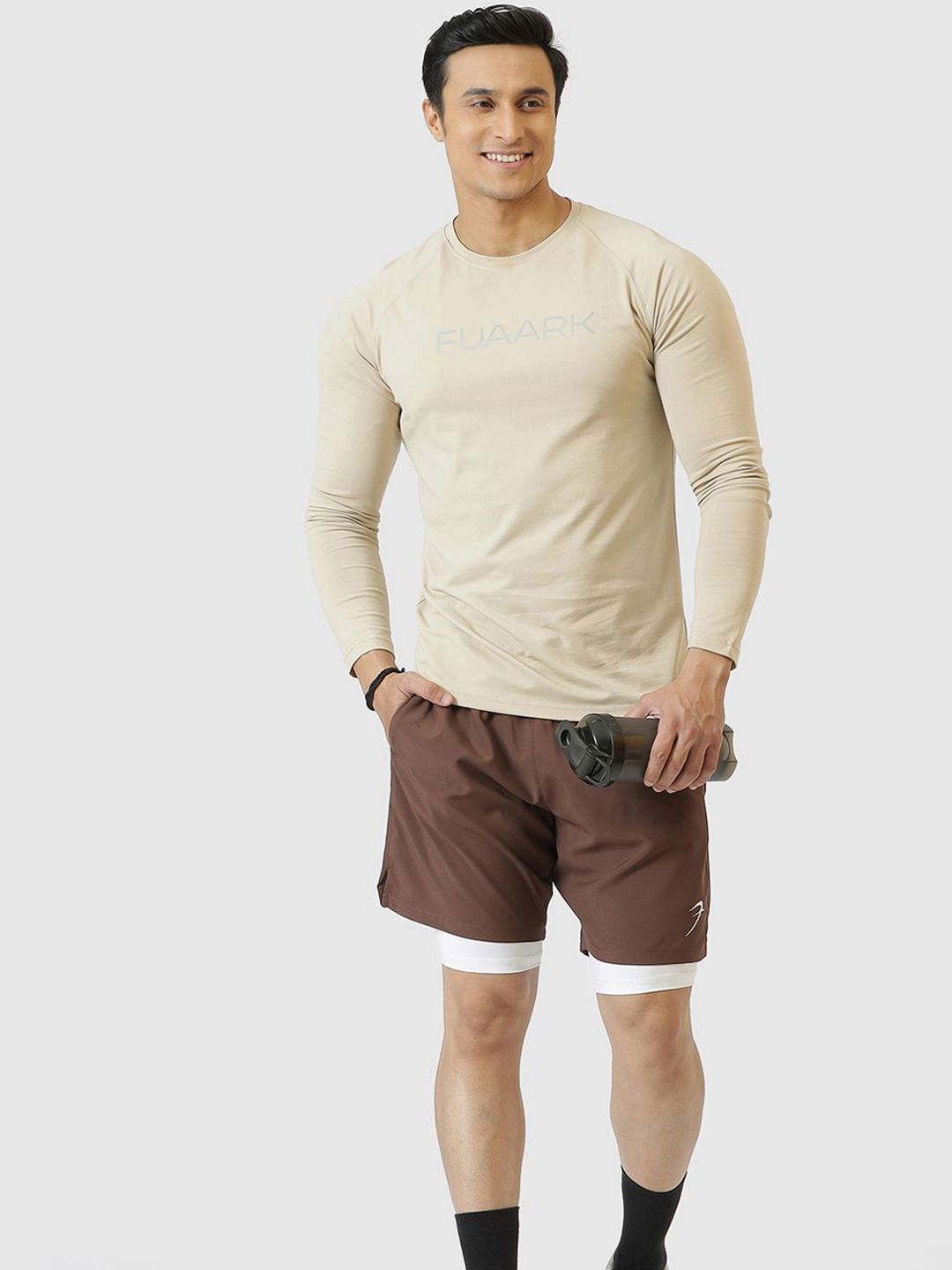 Buy FUAARK Double Layer 2 In 1 Shorts With Inner Tights For Men Gym ...