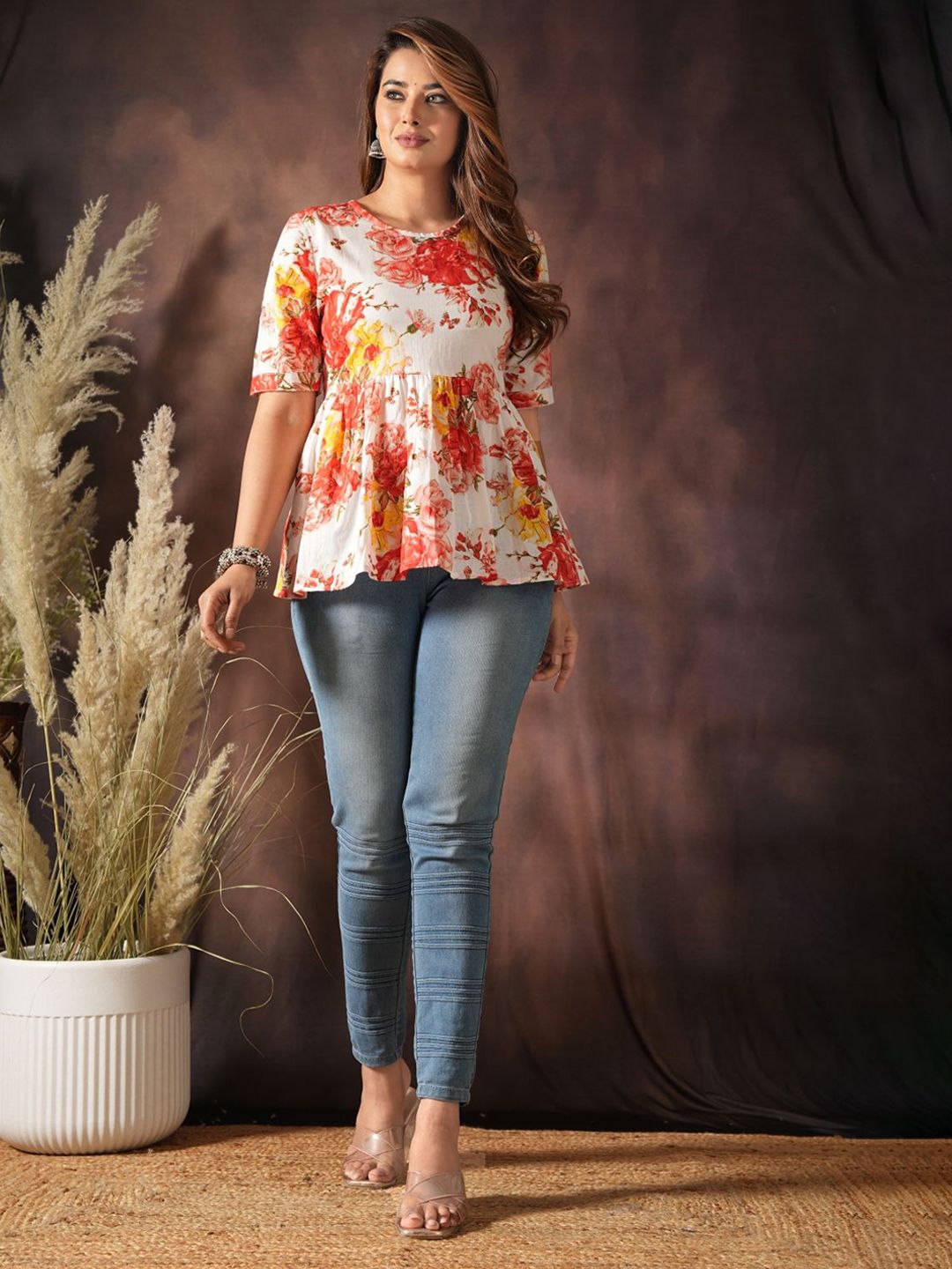 Buy Mehsoos Floral Printed Cotton A Line Top - Tops for Women 32077317 ...