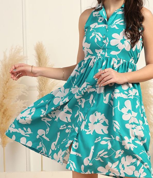 Buy OMPAX Women Floral Printed Fit & Flare Dress - Dresses for Women ...