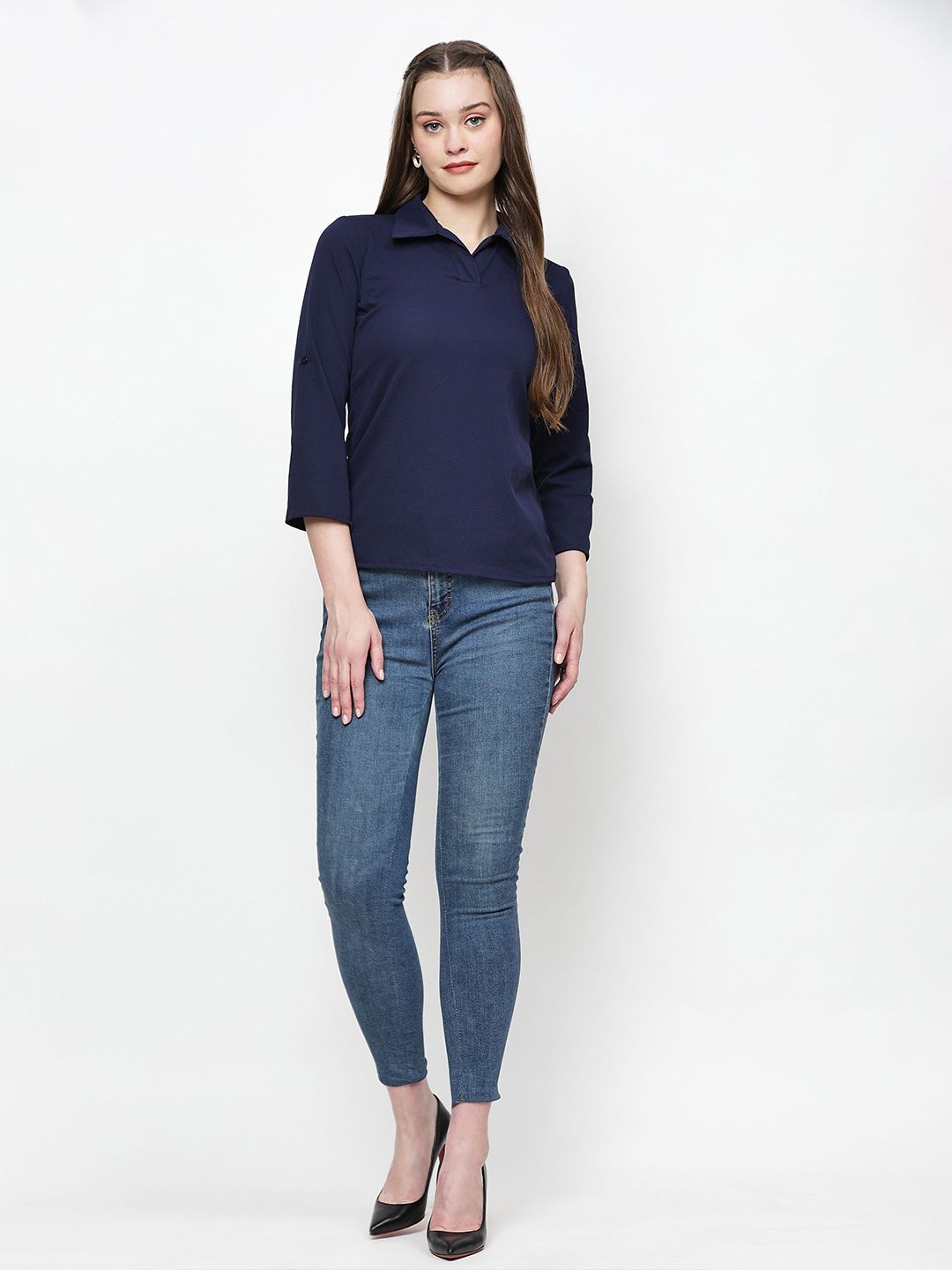 Buy TrendRush Women Shirt Collar Crepe Top - Tops for Women 32104035 ...