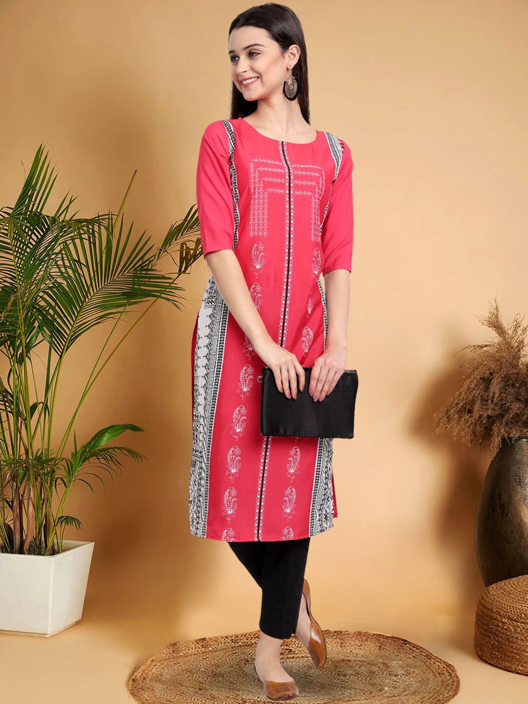 Buy 7Threads Selection Of 3 Colourblocked Printed Round Neck Straight ...