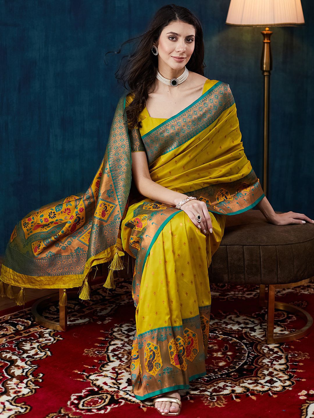 Buy Satrani Woven Design Zari Pure Silk Banarasi Saree - Sarees for ...