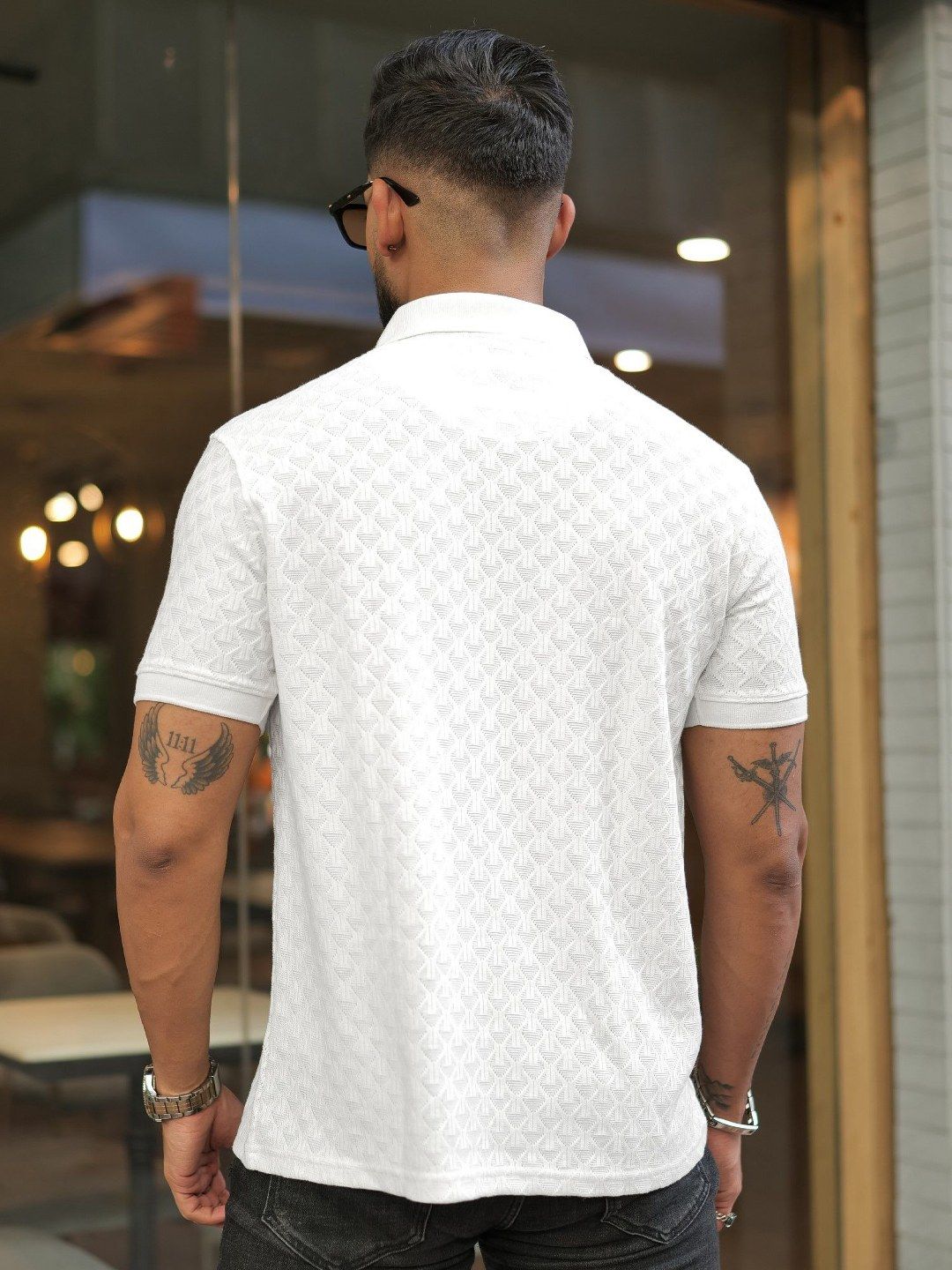 Buy Maniac Men Self Design Polo Collar Cotton T Shirt - Tshirts for Men ...