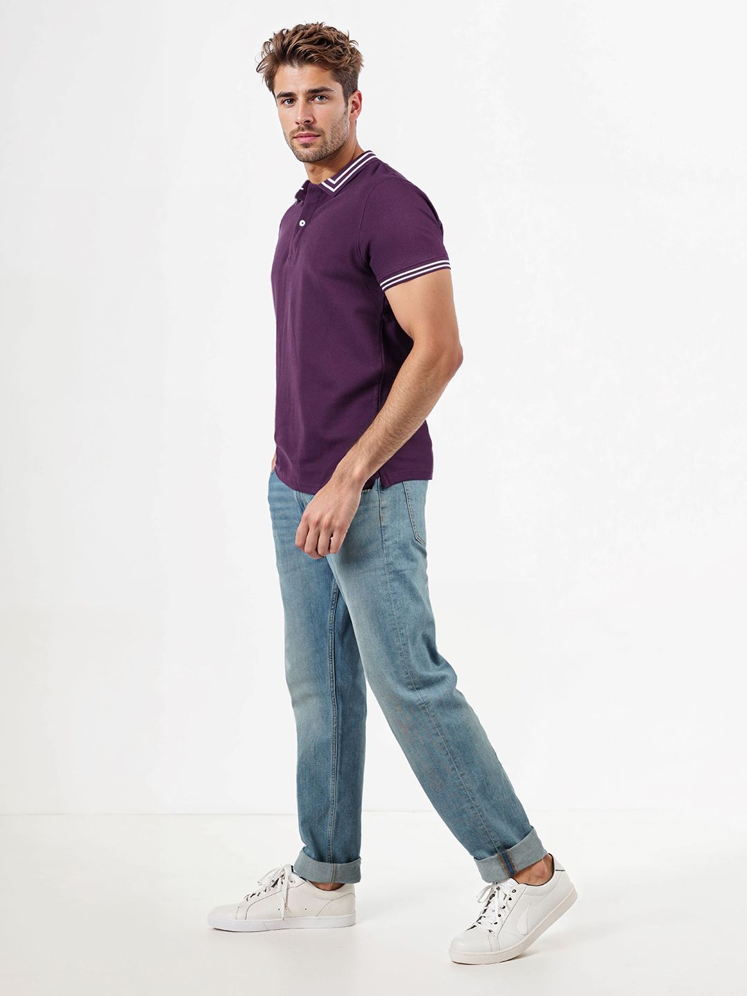 Buy Celio Men Solid Polo Collar Cotton T Shirt - Tshirts for Men ...