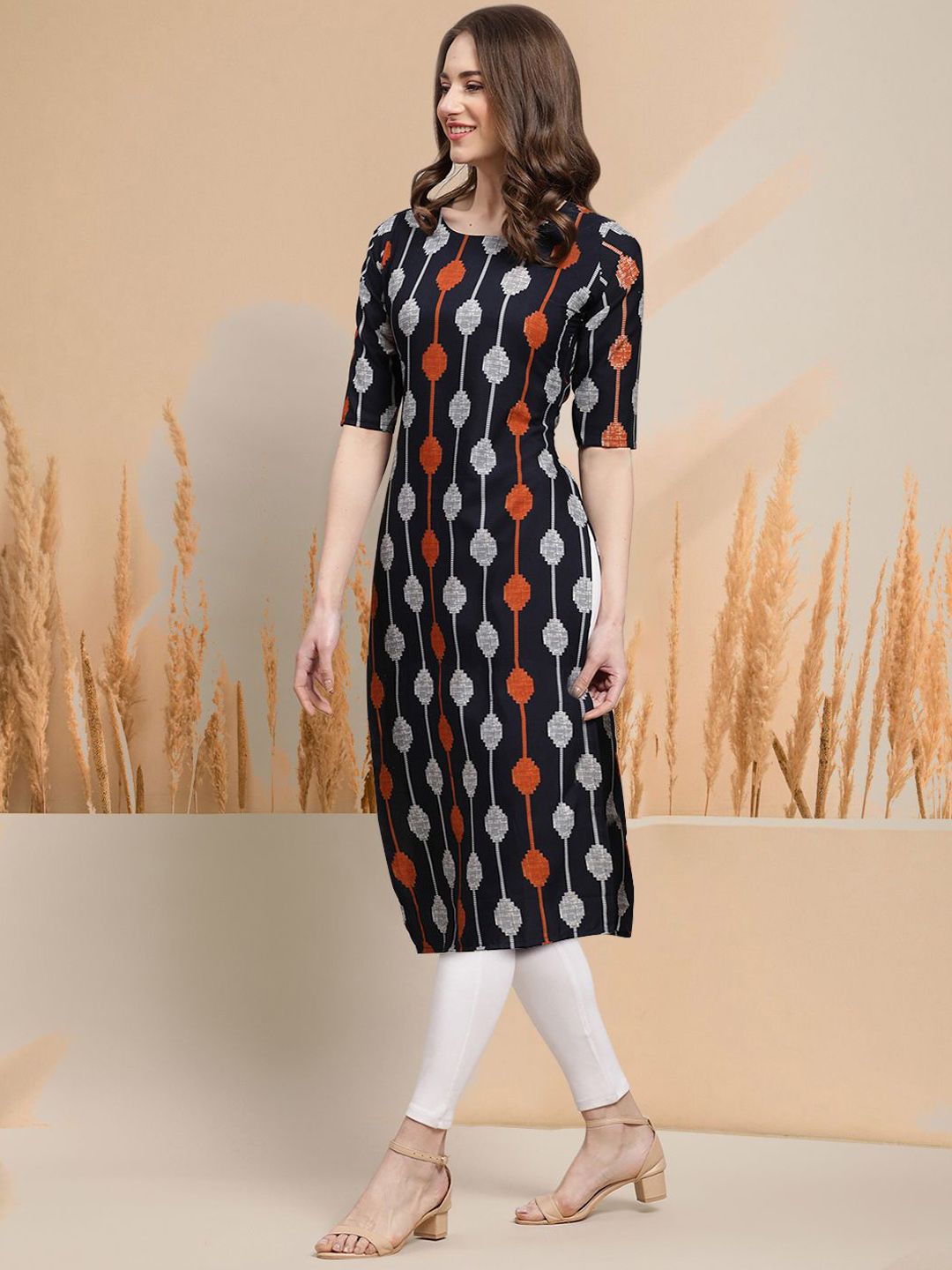 Buy 7Threads Selection Of 4 Geometric Printed Round Neck Straight ...