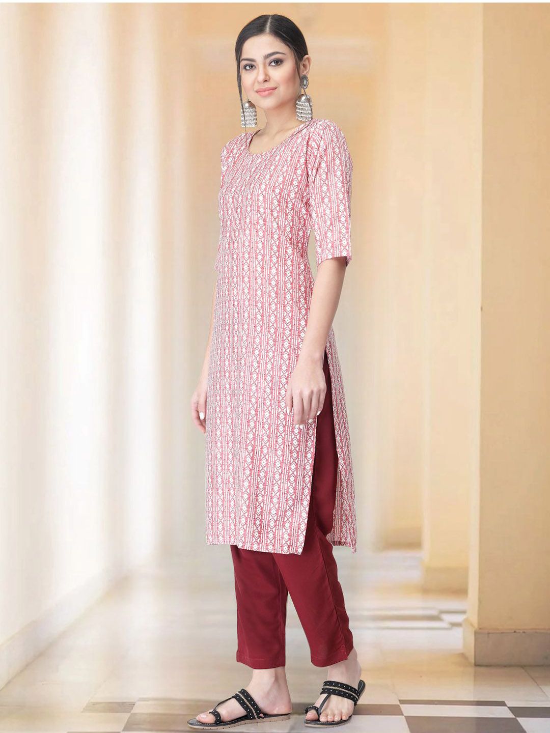 Buy 7Threads Selection Of 2 Geometric Printed Round Neck Straight ...