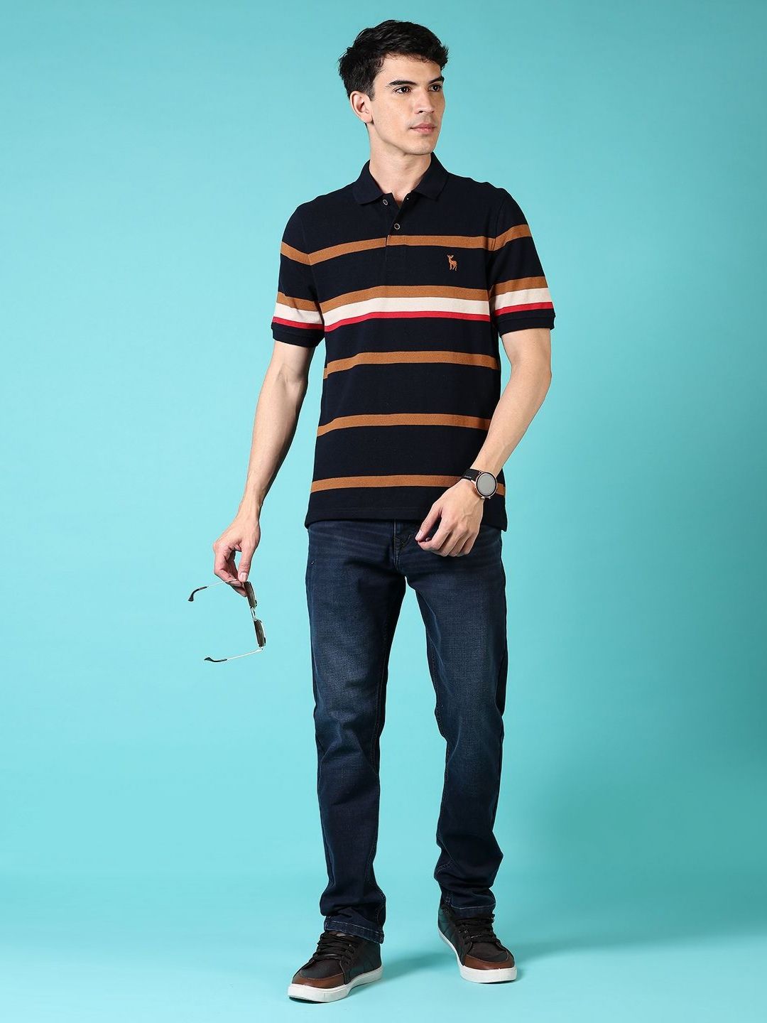 Buy V Mart Men Striped Polo Collar Cotton T Shirt - Tshirts for Men ...