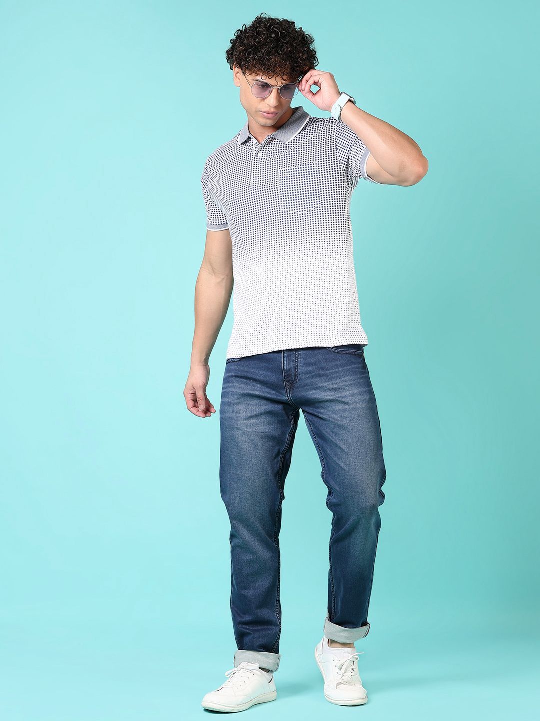 Buy V Mart Men Geometric Printed Polo Collar Cotton T Shirt - Tshirts ...