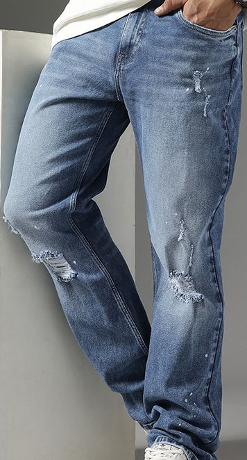 Buy FCUK Men Relaxed Fit Low Distress Light Fade Printed Stretchable ...