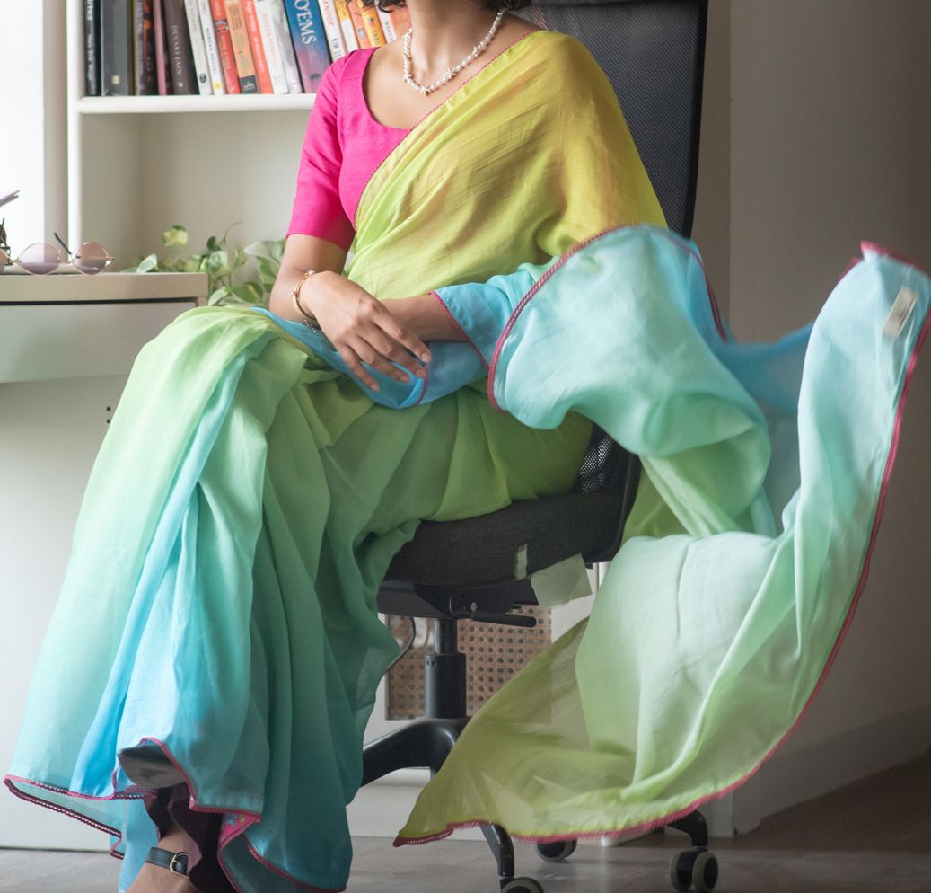 Buy Suta Ombre Dyed Suta Multi Color Cotton Blend Saree. - Sarees for ...