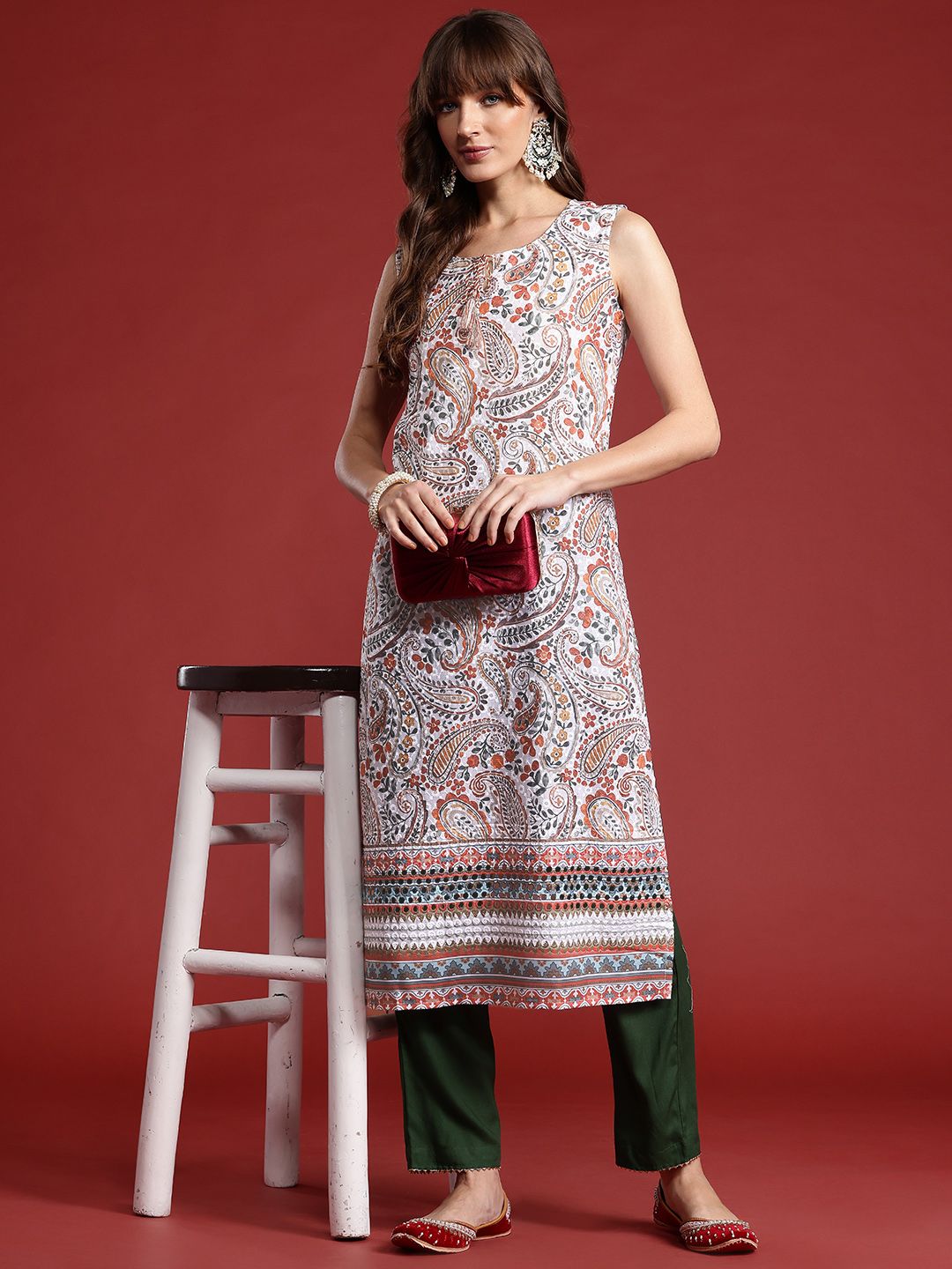 Buy Anouk Ethnic Motifs Printed Pure Cotton Kurta - Kurtas for Women ...