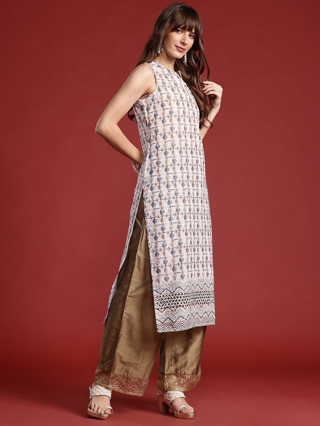 Buy Anouk Floral Printed Thread Work Pure Cotton Kurta - Kurtas for ...