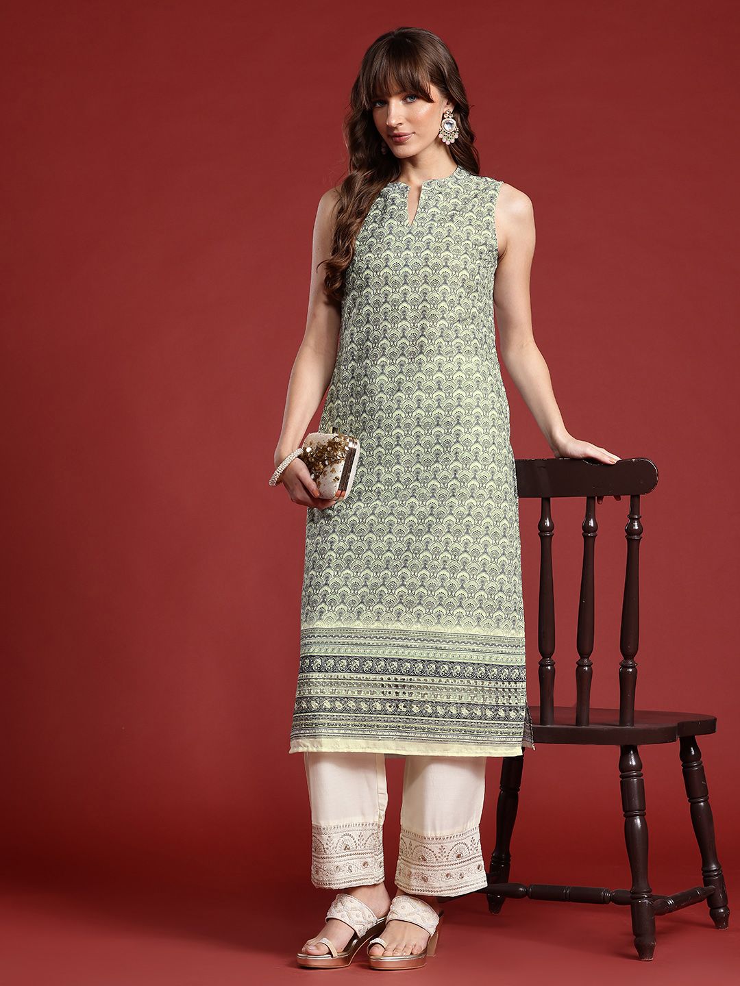 Buy Anouk Ethnic Motifs Printed Pure Cotton Kurta - Kurtas for Women ...