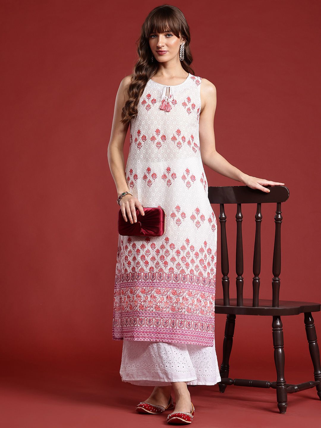 Buy Anouk Ethnic Motifs Embroidered Sequinned Kurta - Kurtas for Women ...