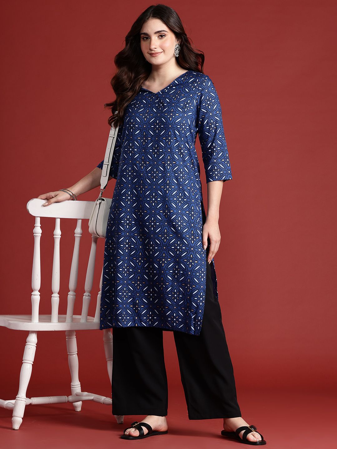 Buy Anouk Women Ethnic Motifs Printed Pure Cotton Kurta - Kurtas for ...