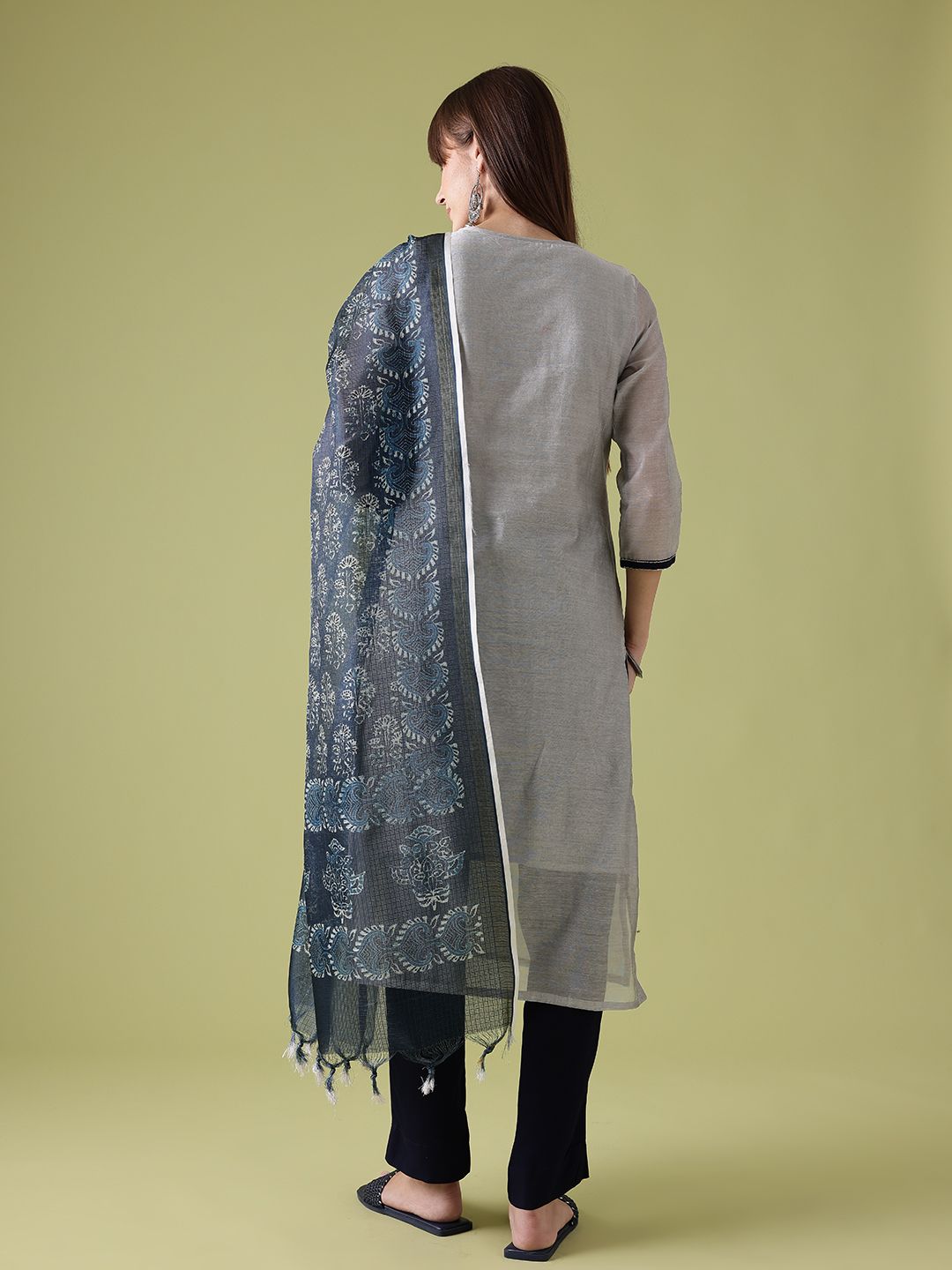 Buy Anouk Yoke Design Pure Cotton Kurta With Trousers & Dupatta - Kurta ...