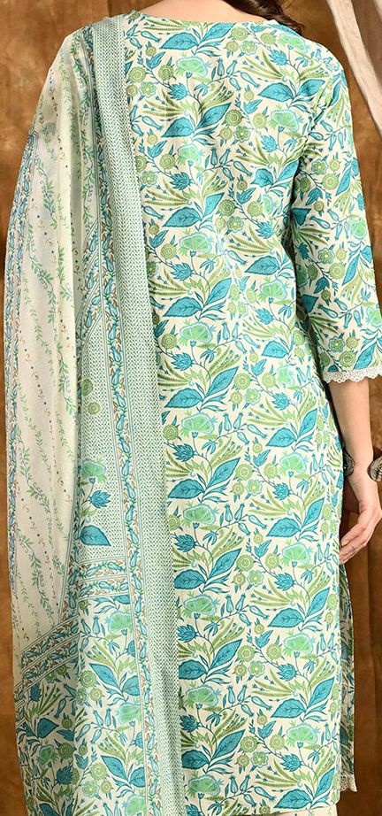 Buy Anouk Women Floral Printed Regular Pure Cotton Kurta With Trousers ...