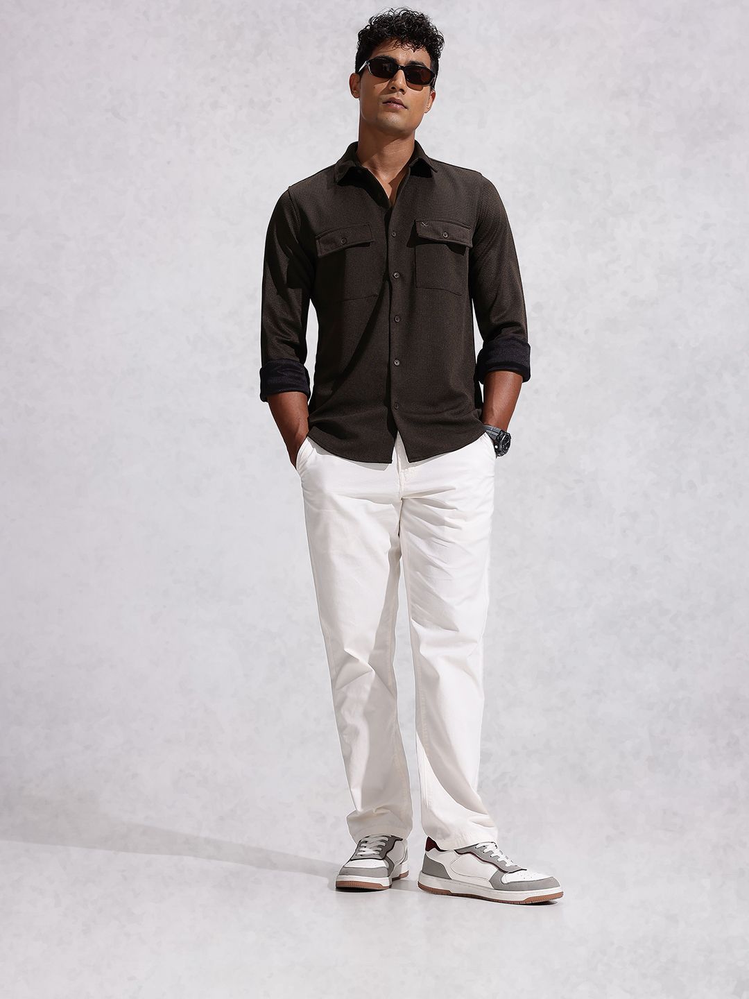 Buy WROGN Self Design Textured Casual Shirt - Shirts for Men 33009080 ...