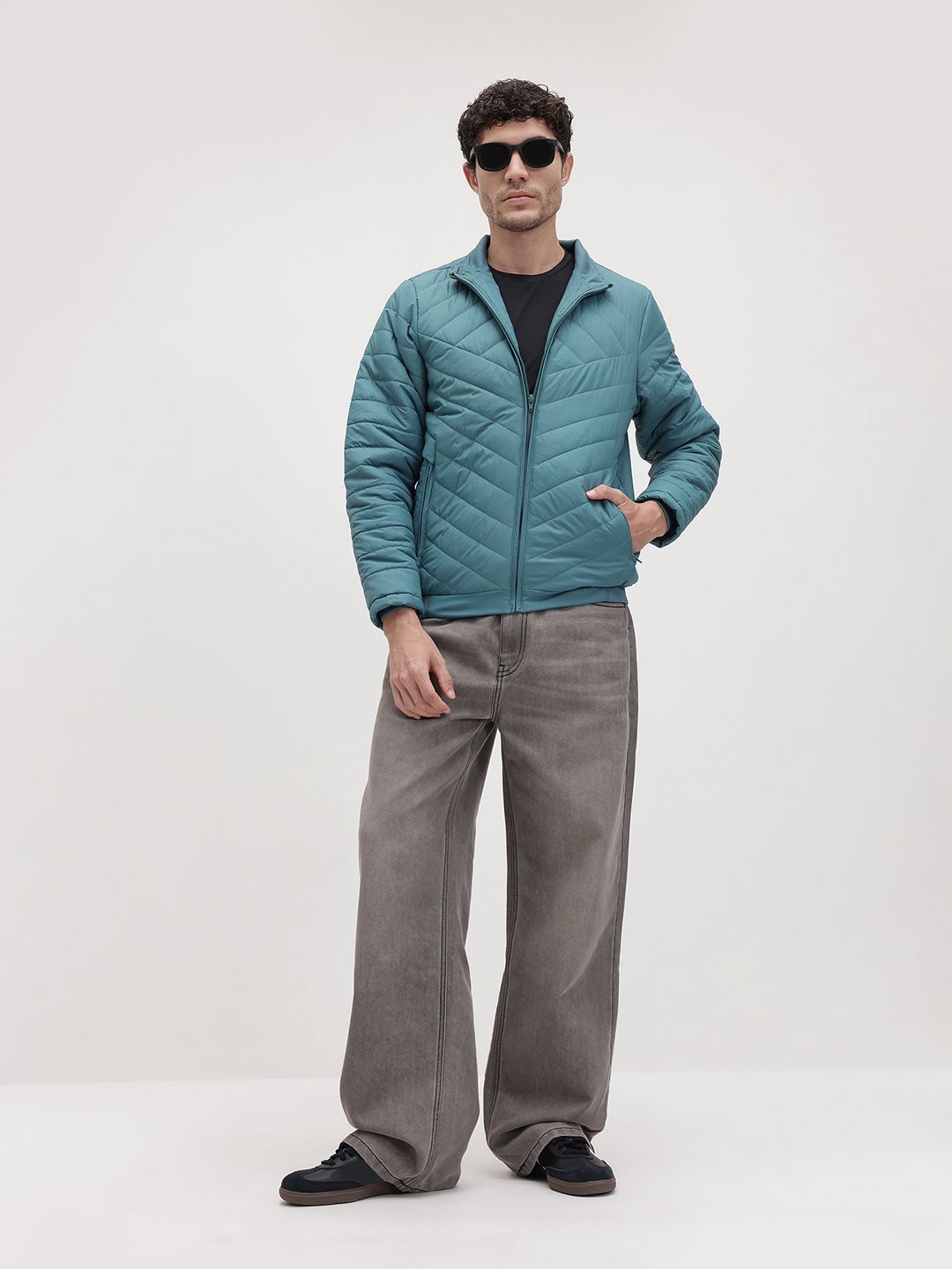 Buy The Roadster Life Co. Mock Collar Regular Fit Padded Jacket ...