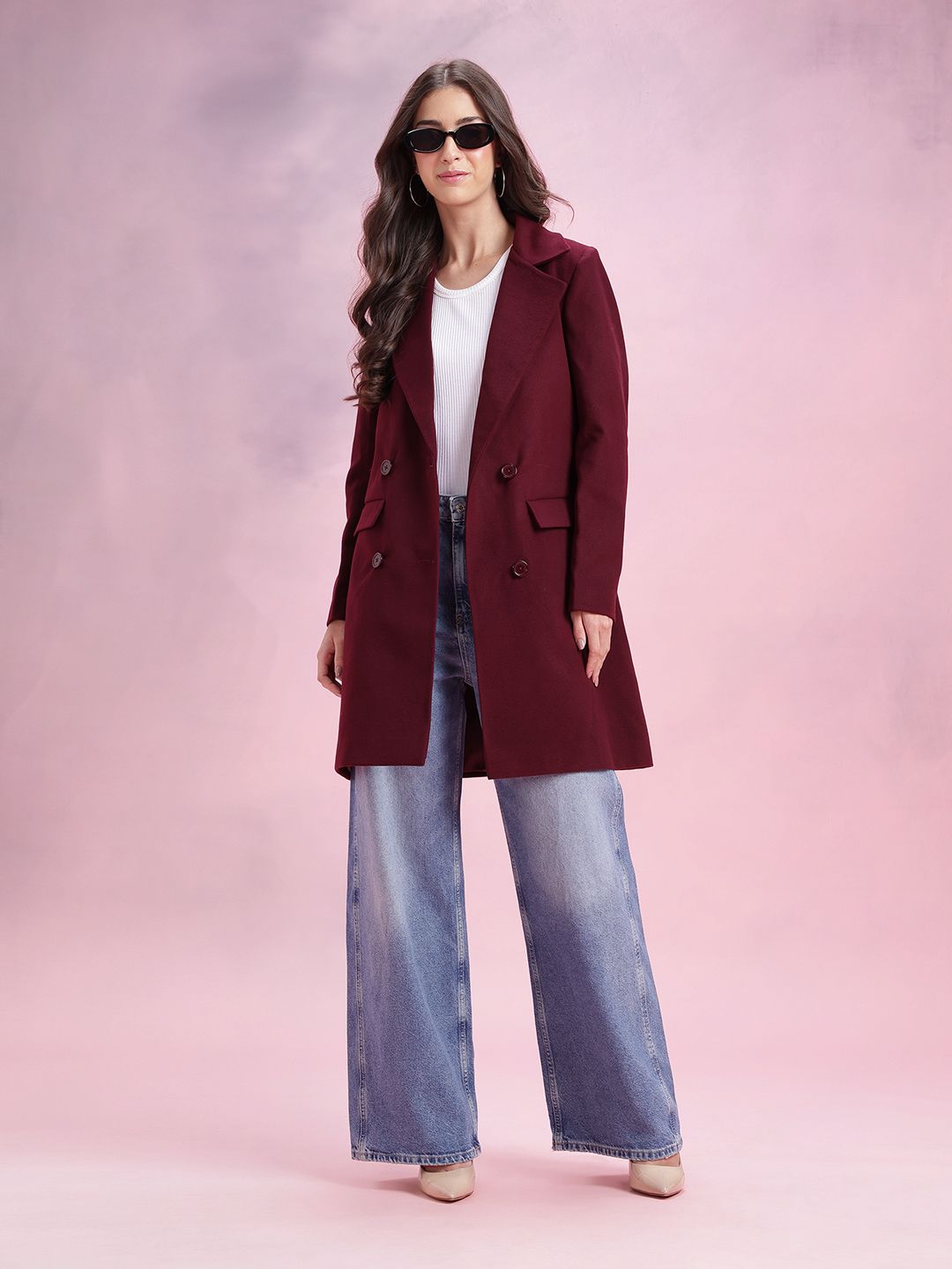 Buy DressBerry Notched Lapel Collar Double Breasted Overcoat - Coats ...