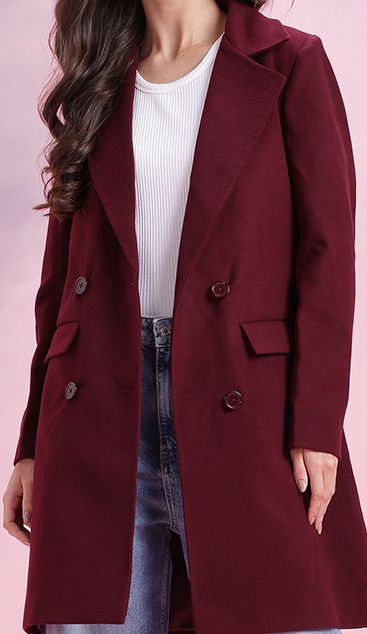 Buy DressBerry Notched Lapel Collar Double Breasted Overcoat - Coats ...