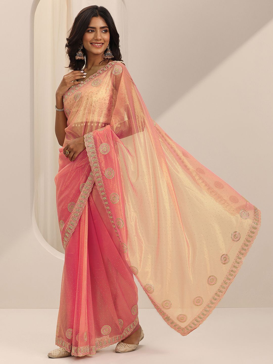 Buy Libas Embellished Beads And Stones Net Heavy Work Saree - Sarees for Women 33438842 | Myntra