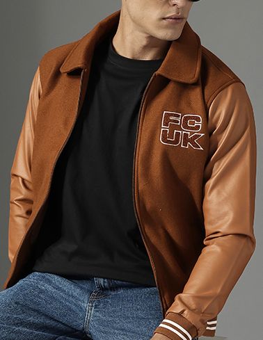 Buy FCUK Brand Logo Applique Bomber Jacket - Jackets for Men 33511139 ...