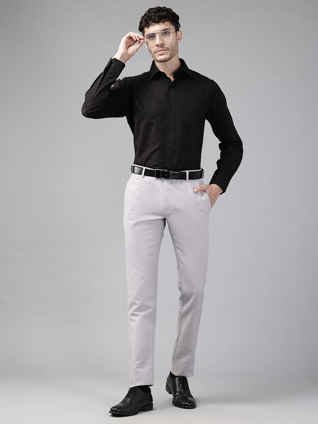 Buy Blackberrys Men Pure Cotton Low Rise Slim Fit Formal Trousers ...