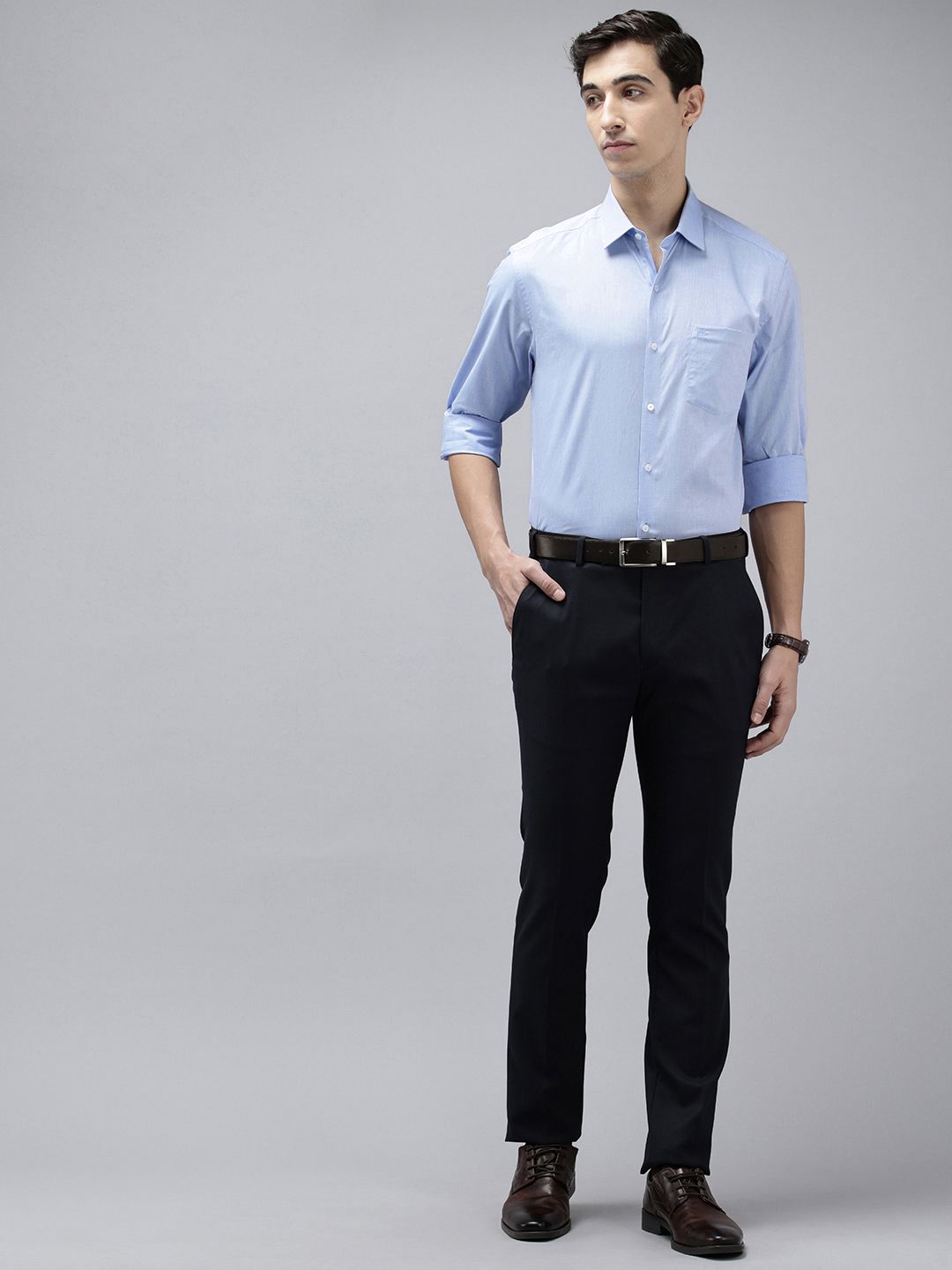 Buy Arrow Pure Cotton Self Design Manhattan Slim Fit Textured Formal ...