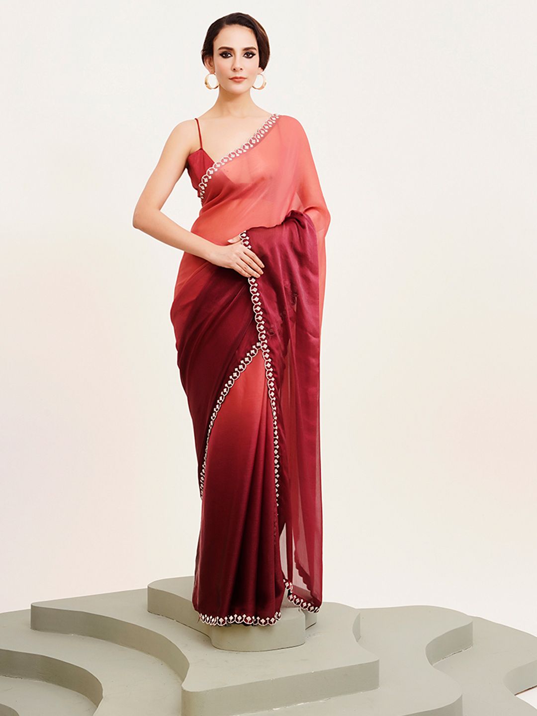 Buy Kalista Ombre Beads And Stones Satin Saree - Sarees for Women 34222226 | Myntra