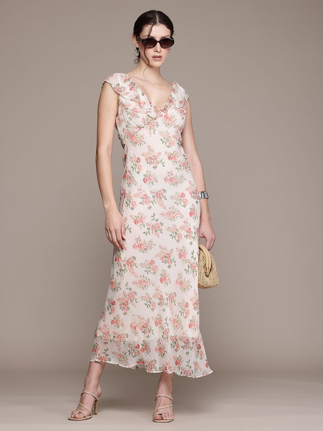 Buy MANGO Floral Print Ruffled A Line Midi Dress - Dresses for Women ...