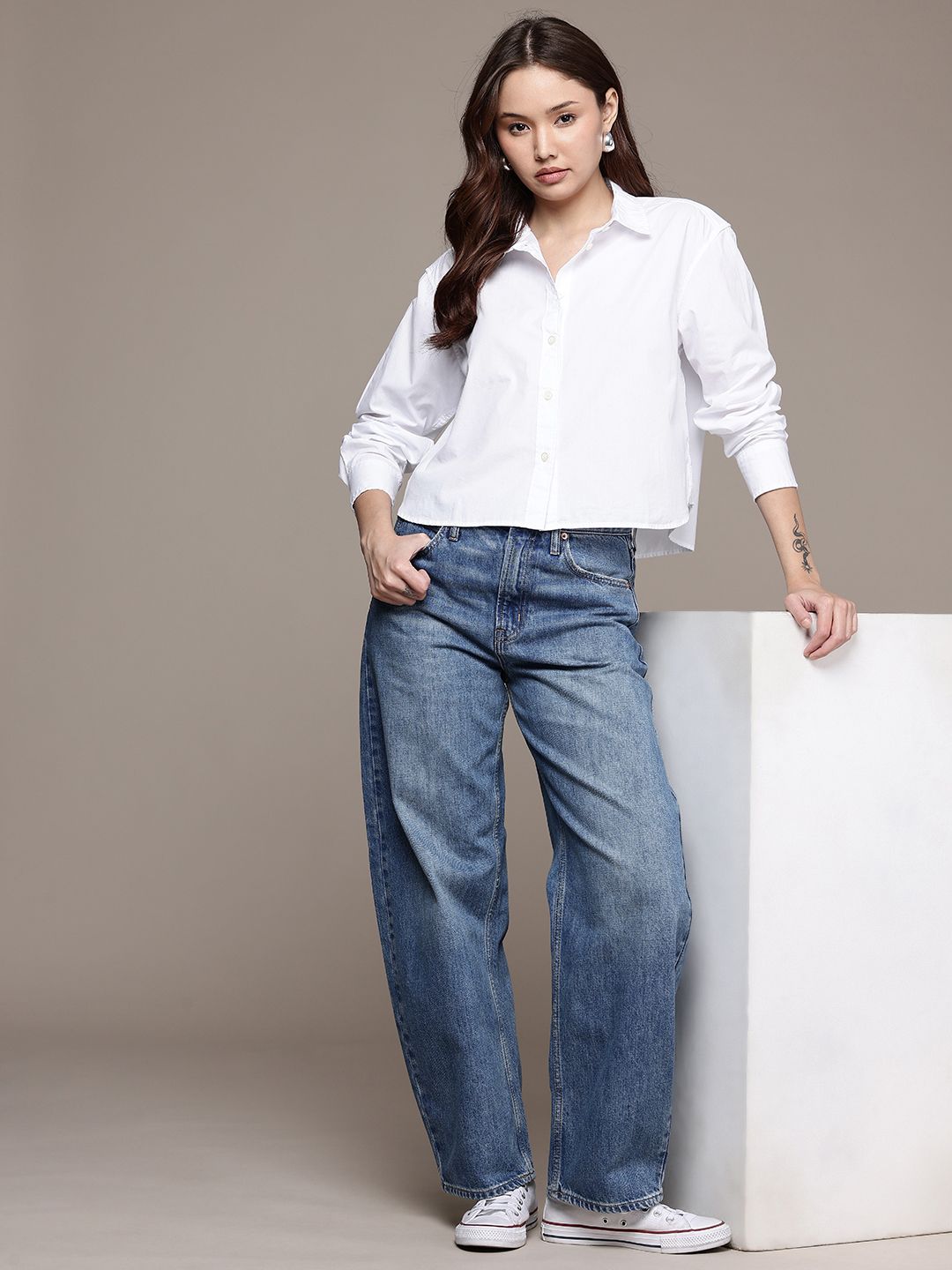 Buy GAP Pure Cotton Relaxed Fit Crop Casual Shirt - Shirts for Women ...