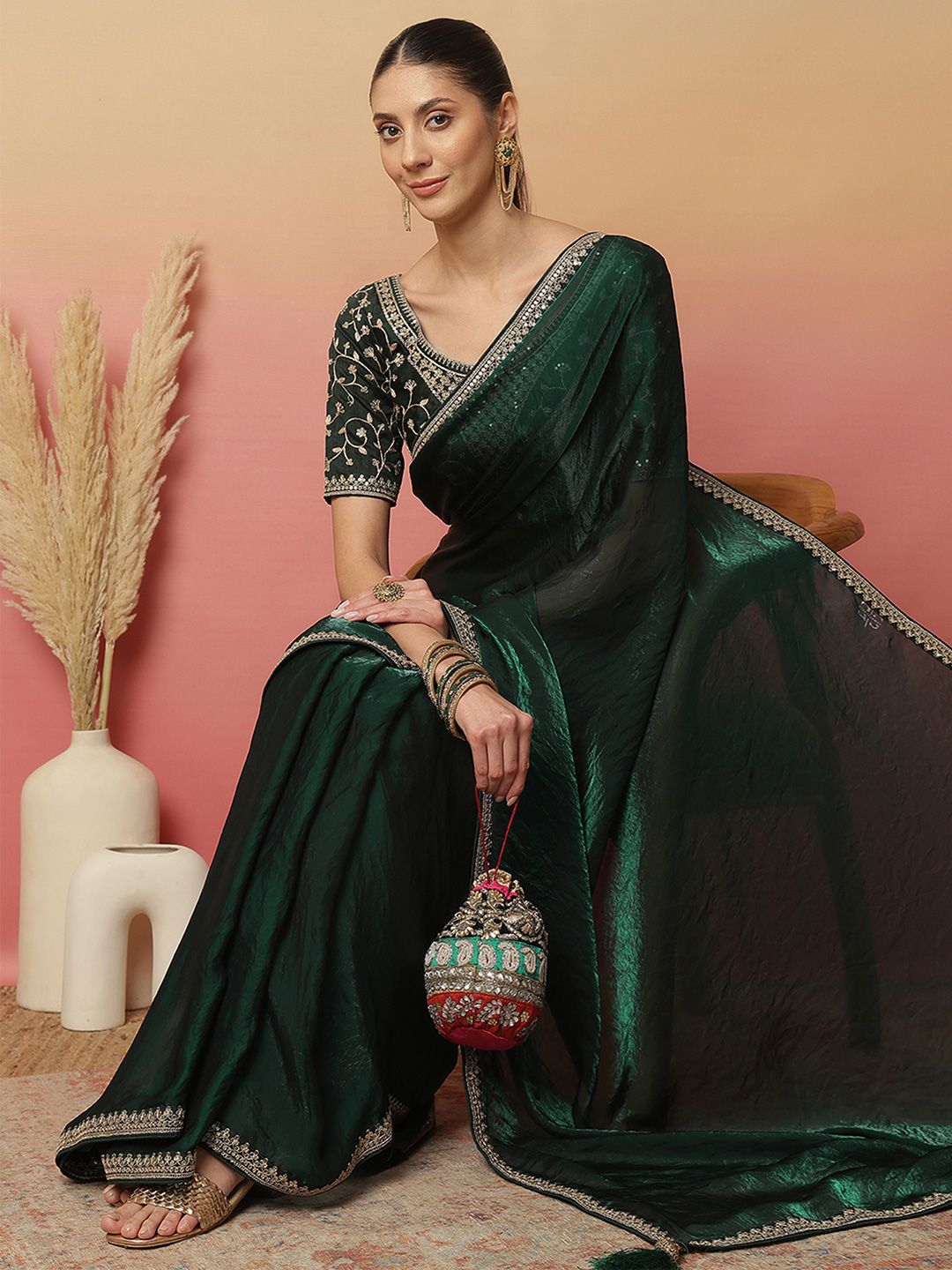 Buy Sangria Solid Tissue Saree With Blouse - Sarees for Women 34749024 ...