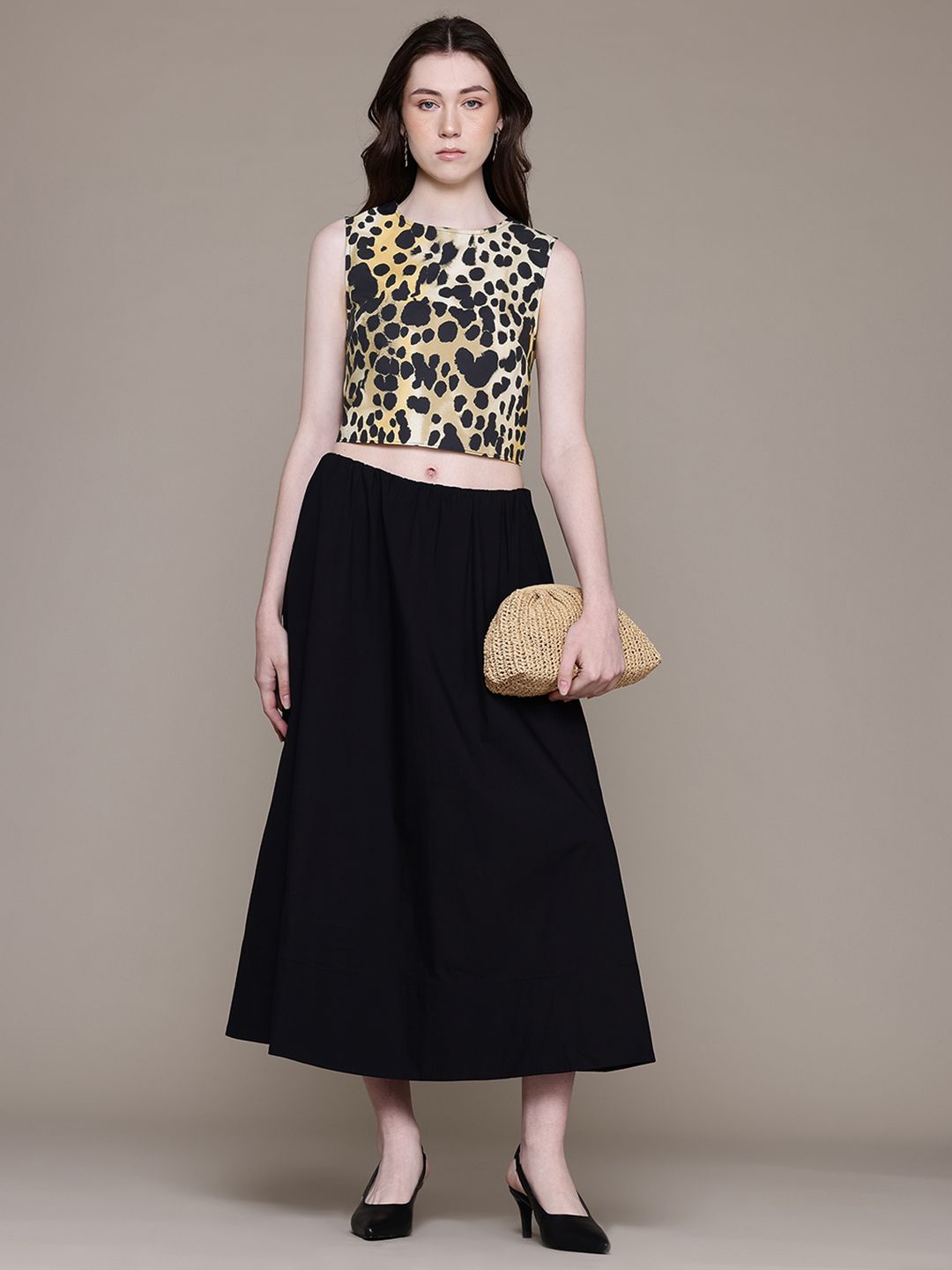 Buy MANGO Animal Print Pure Cotton Crop Top - Tops for Women 35038730 ...