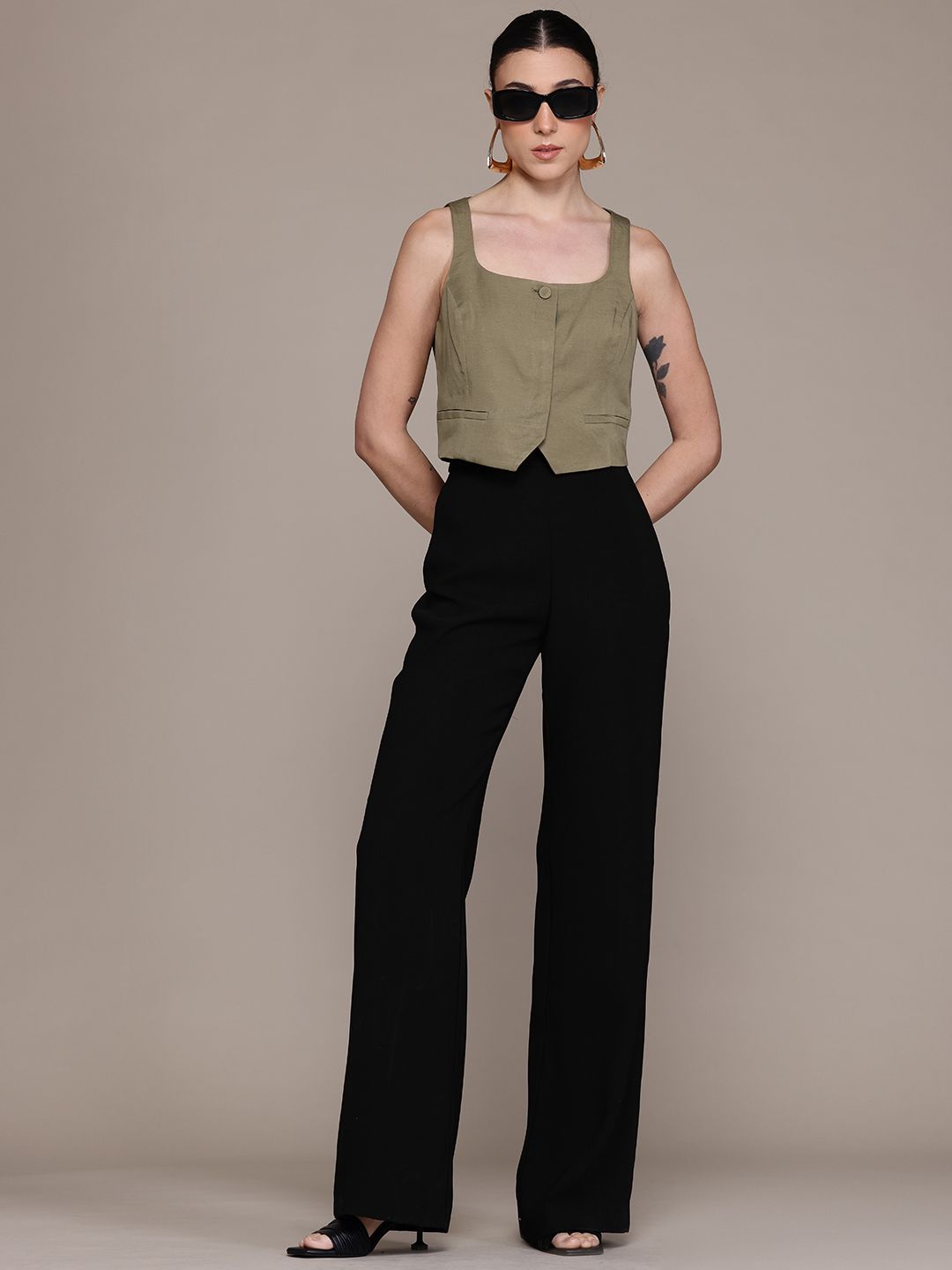 Buy MANGO Women Mid Rise Straight Fit Regular Trousers - Trousers for ...