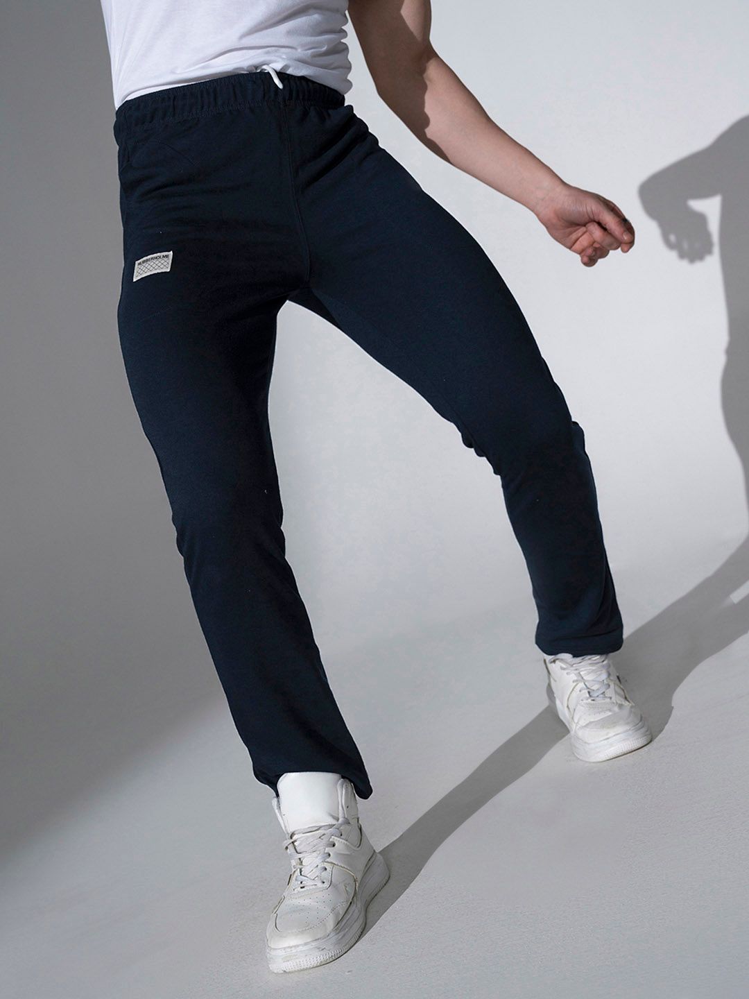 Hubberholme Men Navy Blue Solid Slim Fit Track Pants - Price History