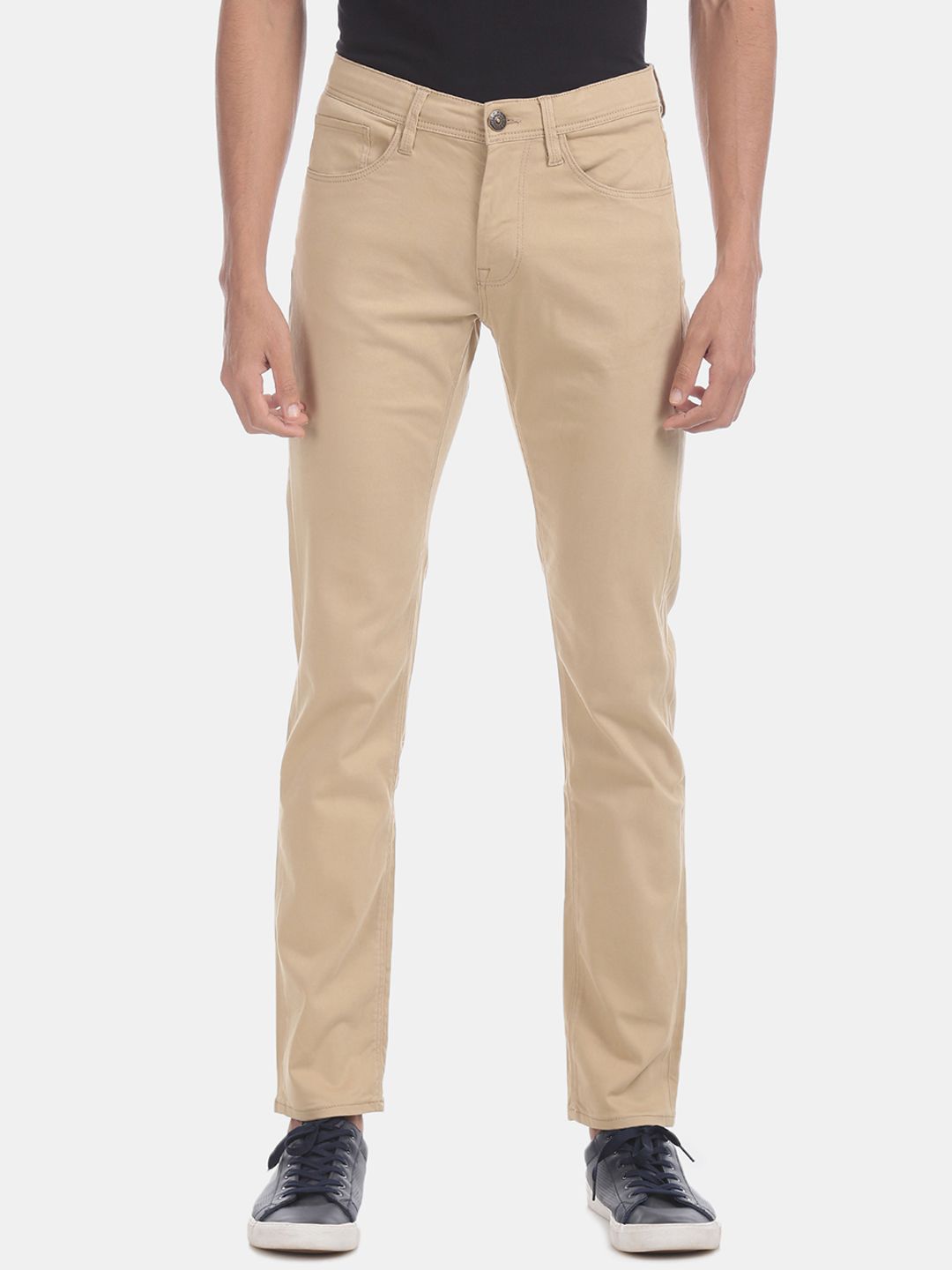 Buy Colt Men Beige Regular Fit Mid-Rise Clean Look Stretchable Jeans ...