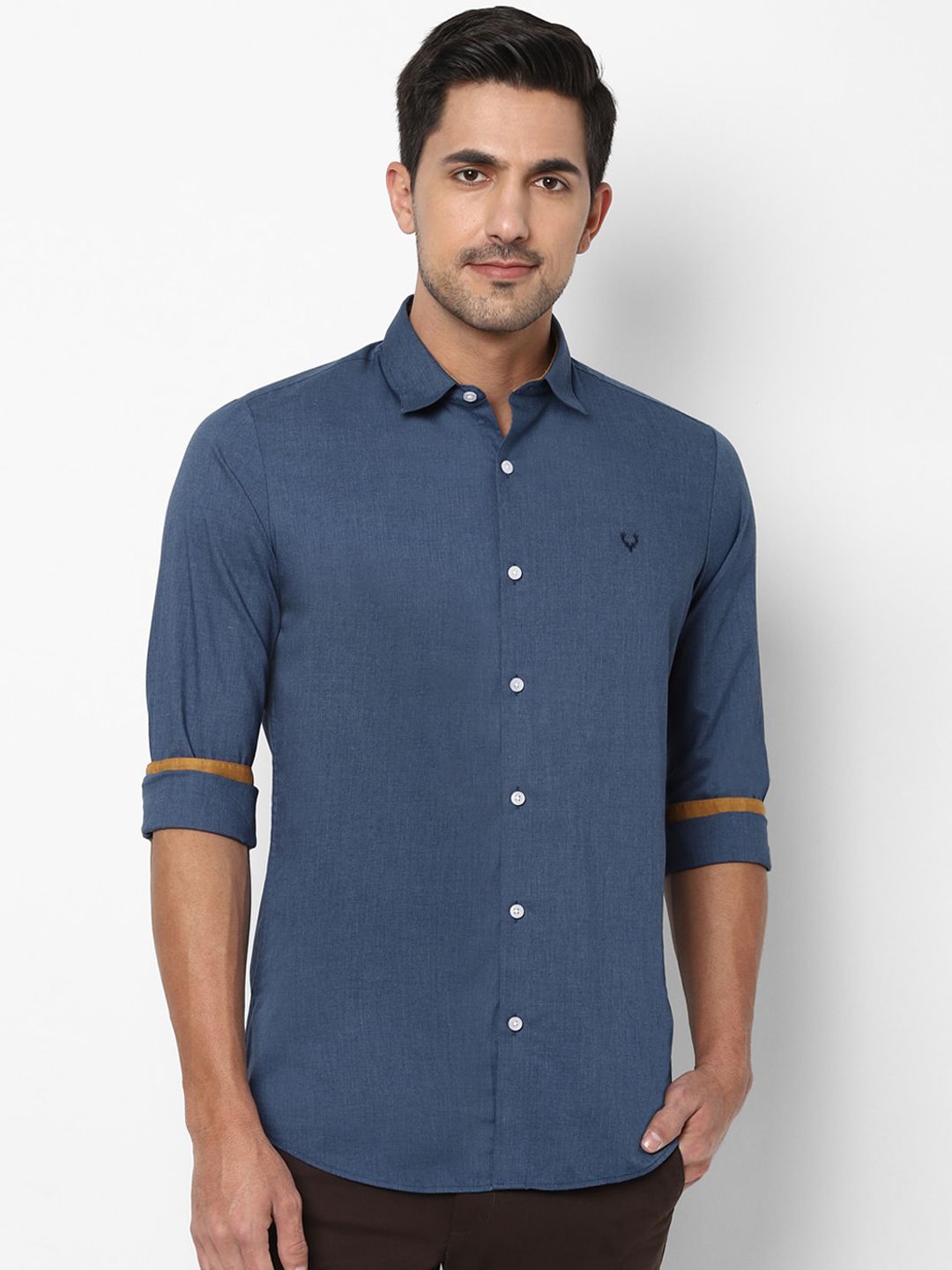 Allen Solly Men Blue Slim Fit Solid Casual Shirt - Price History