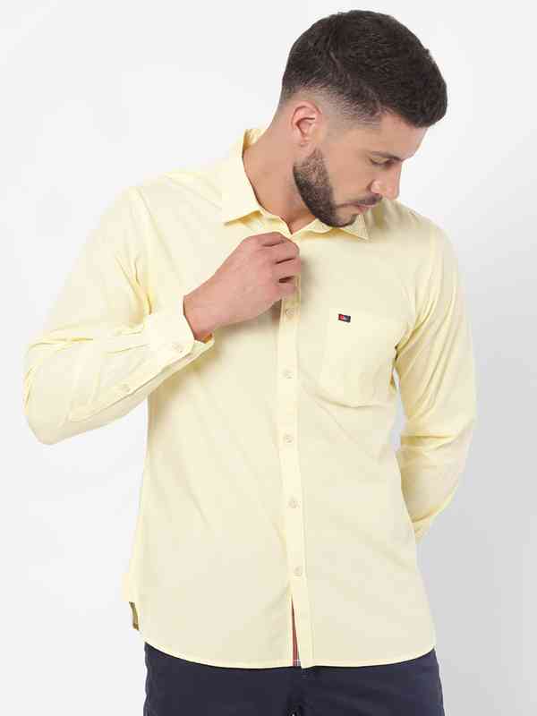 solid light yellow shirt