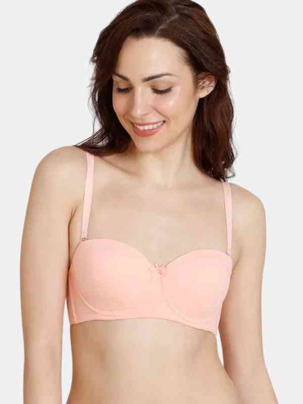peach strapless bra