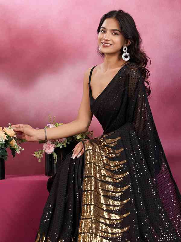 glitter border saree