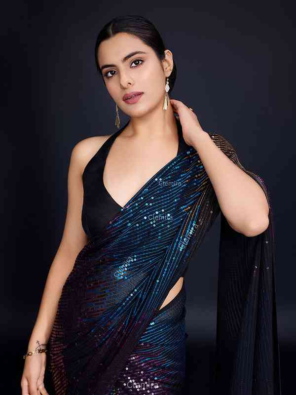 glitter border saree