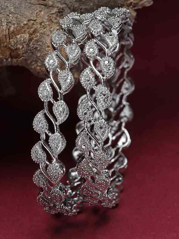 silver plated diamond bangles
